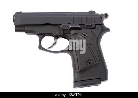 revolver loaded black on white background Stock Photo - Alamy