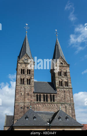 The cathedral of the small German town Fritzlar with blue sky Stock ...