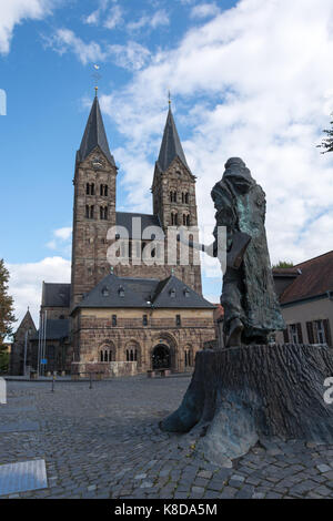 The cathedral of the small German town Fritzlar with blue sky Stock ...
