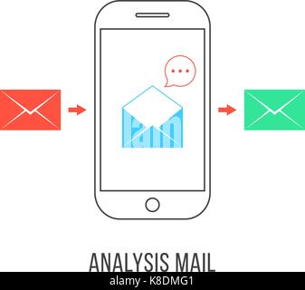 email message analysis social media icon vector illustration Stock ...