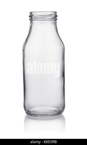 A closeup shot of a small glass jar with a cork lid isolated on a white ...