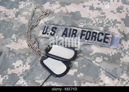 us air force camouflaged uniform with blank dog tags Stock Photo - Alamy