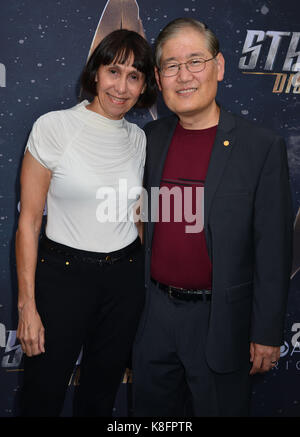 (R-L) Michael Okuda and Wife at the "Star Trek: Discovery" Premiere ...