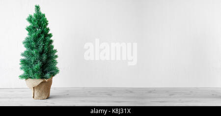 Christmas gray cement background with fir tree and copy space. top view ...