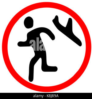 run away escape.Red prohibition warning symbol sign on white background ...