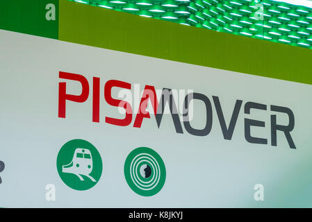 The Pisamover transfer train between airport and Pisa Central station ...