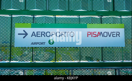 The Pisamover transfer train between airport and Pisa Central station ...