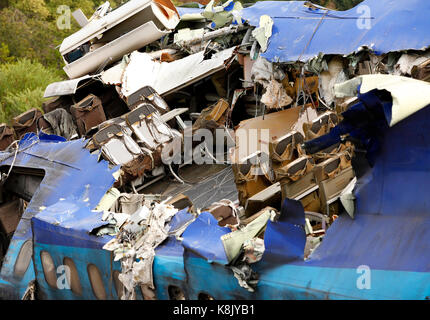 Airplane crash, scene from the movie "War of the Worlds" arranged in ...