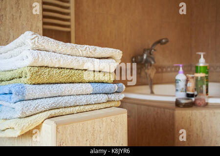 New colorful kitchen towels in plastic packaging, kitchen accessories ...