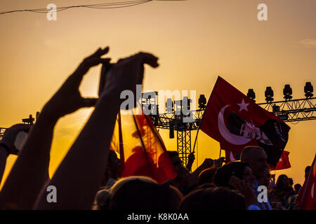 Turkish crowd in the sunset commemorating liberation from greeks Stock ...