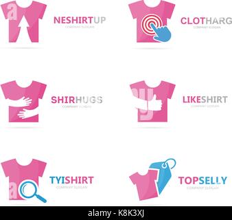 Set of cloth logo combination. Shirt and eco symbol or icon. Unique ...