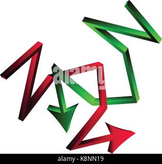 intersecting directional arrows. crossed 3d icon business concept ...