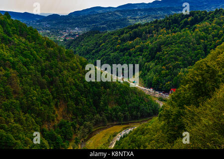 the valley of the Arges river seen from above Stock Photo - Alamy