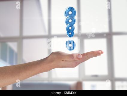 A human hand showing cogs and gear wheel mechanisms Stock Photo - Alamy