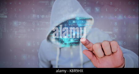 Robber touhing glass against gray and purple background Stock Photo - Alamy