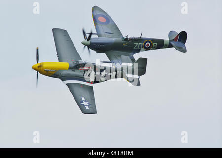 Supermarine Spitfire and American P 51 Mustang flying dsiplay at the ...