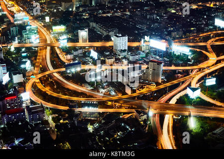 Multi level stack interchange in bangkok. Aerial view Stock Photo - Alamy
