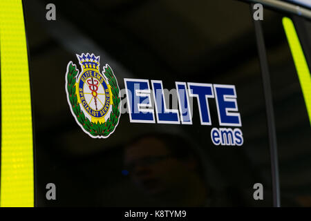 An Elite EMS (Elite Emergency Medical Services) van logo on display ...
