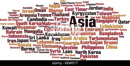 Countries in Asia word cloud concept. Vector illustration Stock Vector ...