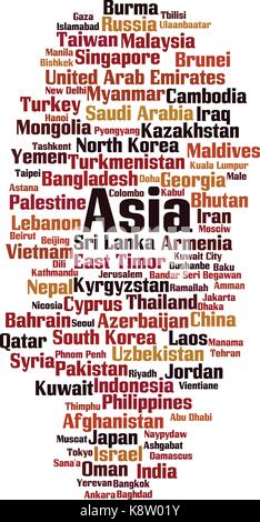 Countries in Asia word cloud concept. Vector illustration Stock Vector ...