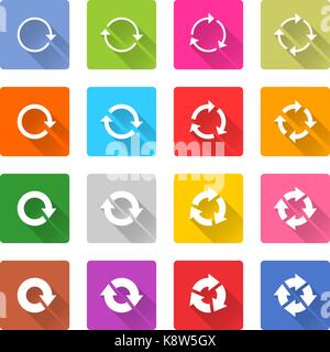 Green rectangular loop icon set on white background. Rounded square arrows representing ...