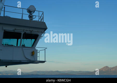 Ship's bridge and bridge wing. (passenger ferry arriving Civitavecchia ...