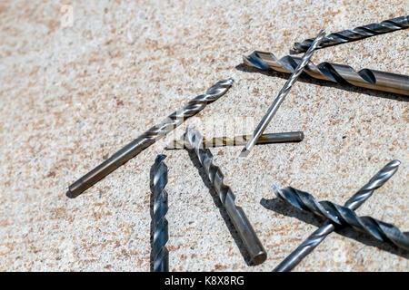 The Isolated Drill Bits with the Gray Ground Background Stock Photo - Alamy
