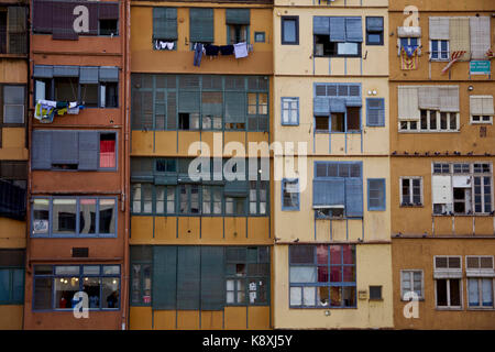 The unique architecture of the colorful houses of Girona, Spain, built ...