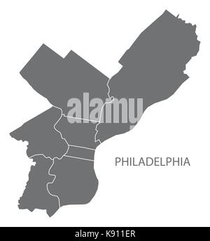 Philadelphia city administrative map isolated on white background Stock ...