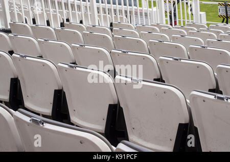 White seating at Lords Cricket Ground, St Johns Wood, London, England ...