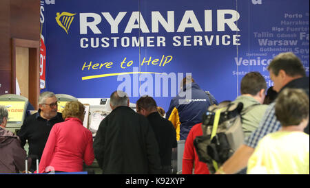 The Ryanair customer service desk at Dublin Airport, as the crisis over ...