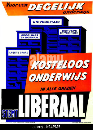 Liberale verkiezingsaffiche, 1958 Campaign poster, Belgian Liberal ...