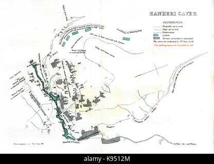 Kanheri caves map Stock Photo - Alamy