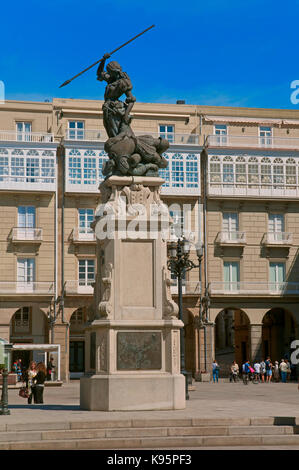 Maria Pita statue at the Plaza de Maria Pita, La Coruña, Galicia, Spain ...