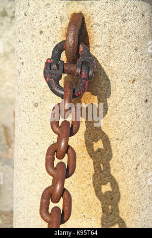 The rusty chains and old lock door in the block zone photo in sunset ...