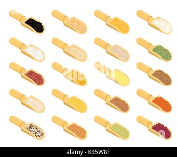 Bulgur in wooden bowl isolated. Groats in wood dish. Grain on white ...