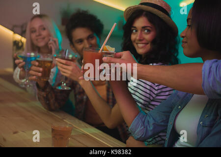 partial view of multicultural women having party together Stock Photo ...