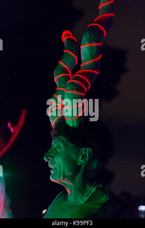 Seattle, Washington, USA. 21st Sep, 2017. A man with an illuminated ...