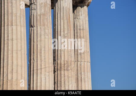 A beautiful shot of the ancient Doric order columns of the Acropolis of ...