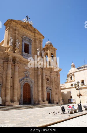 Marsala Cathedral, historic centre of town in southwestern of Sicily ...