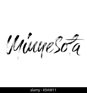 Minnesota. Modern dry brush lettering. Retro typography print. Vector ...