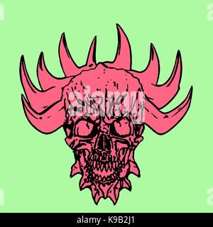 Skull of a demon with crown of thorns. Vector illustration. The horror ...
