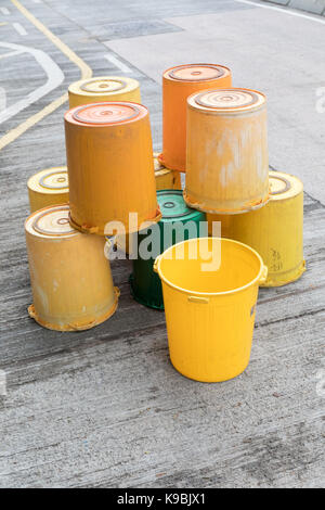 Yellow Buckets at Street Stock Photo - Alamy