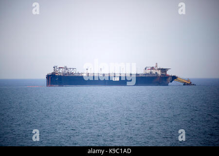 The Douglas Oil Complex in the Irish Sea off the coast of North Wales ...