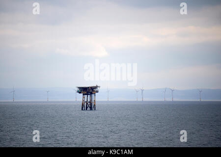 The Douglas Oil Complex in the Irish Sea off the coast of North Wales ...