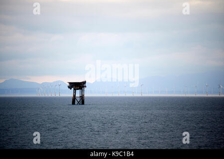 The Douglas Oil Complex in the Irish Sea off the coast of North Wales ...