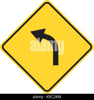 Left turn ahead warning information sign Stock Vector Image & Art - Alamy