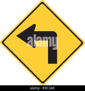 Left turn ahead warning information sign Stock Vector Image & Art - Alamy