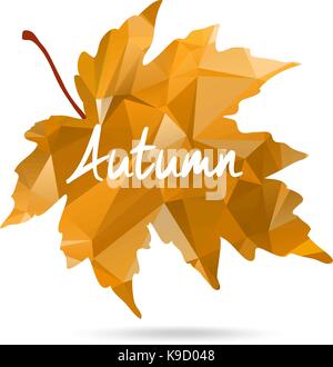 Maple leaf in triangular style with hand drawn word 'Fall' Stock Vector ...