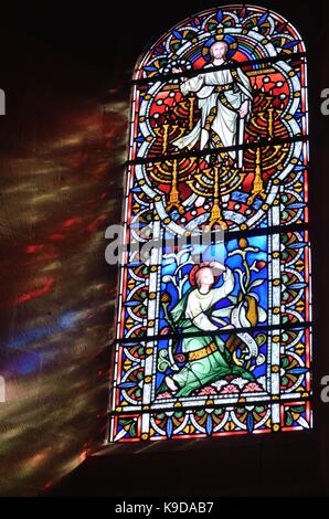 Stain glass window, sunlight shining through Stock Photo - Alamy